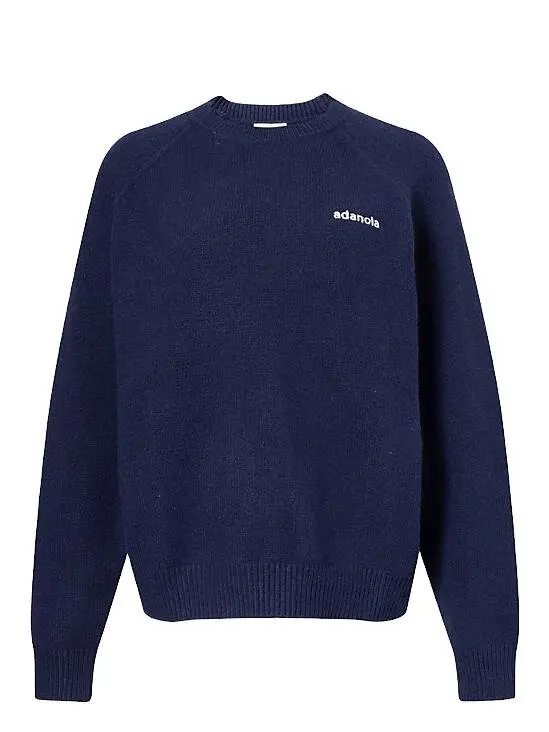 ADANOLA Embroidered-logo Oversize Cotton-knit Jumper - Navy