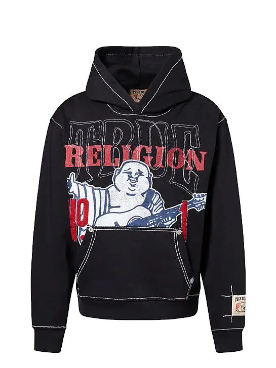 True Religion No1 Brand-print Cotton-blend Hoody - Jet Black