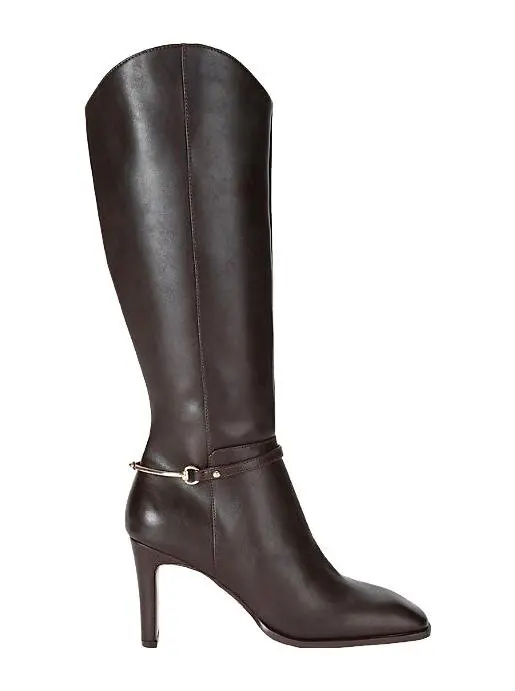Steve Madden Shield Leather Heeled Knee-high Boots - Dark Brown