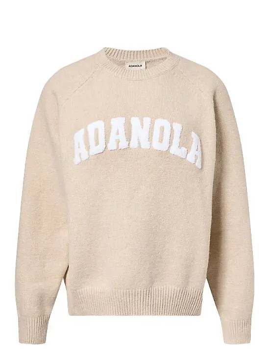 ADANOLA Embroidered-logo Oversize Cotton-knit Jumper - Oatmeal