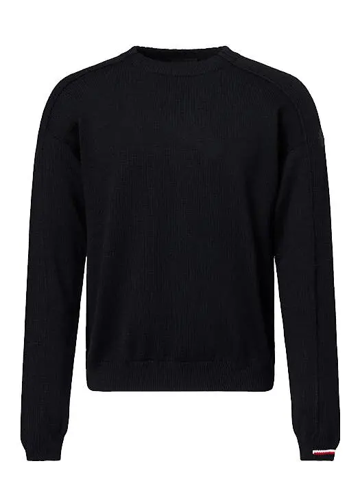 Moncler Striped-trim Wool Jumper - Black