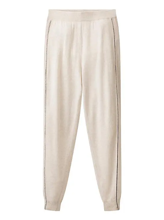 THE WHITE COMPANY Side-stripe Cuffed Wool-blend Jogging Bottoms - Cloud Marl