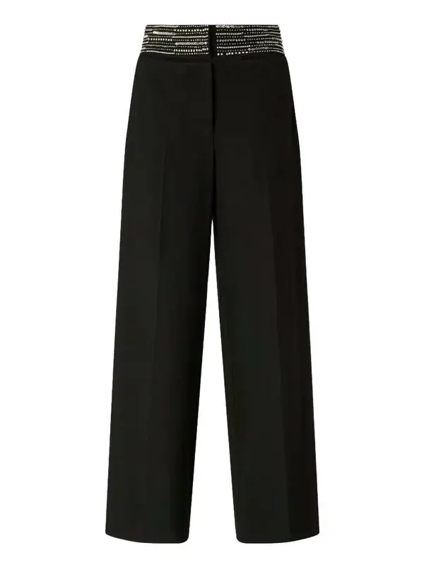 Pinko Crystal-embellished Wide-leg Trousers - Black