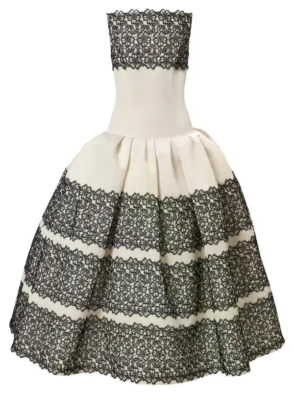 Carolina Herrera Lace-trimmed Strapless Gown - Neutrals