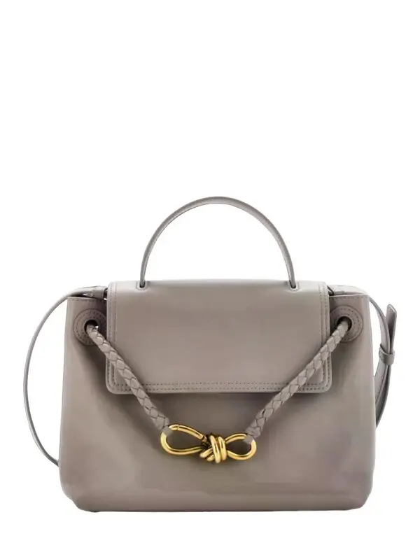 Bottega Veneta Ciao Ciao Top Handle Bag Leather With Intrecciato Detail Small Satchel - Grey