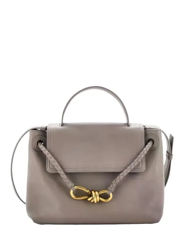 Bottega Veneta Ciao Ciao Top Handle Bag Leather With Intrecciato Detail Small Satchel - Grey
