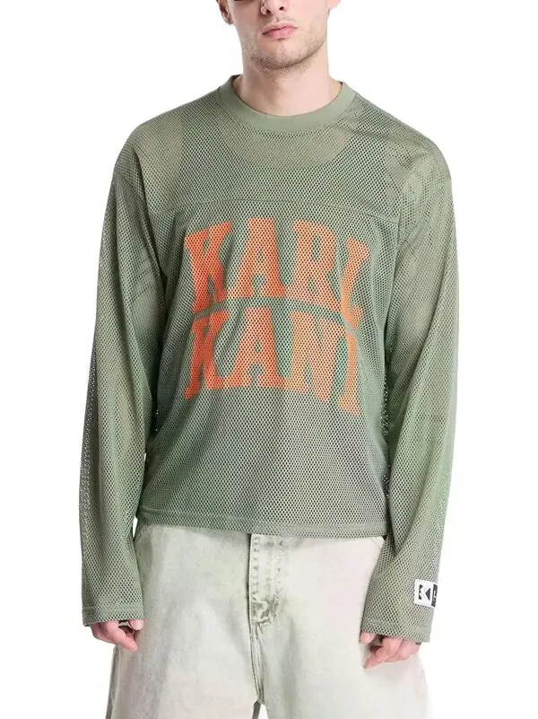 KARL KANI Logo-print Mesh T-shirt - Green
