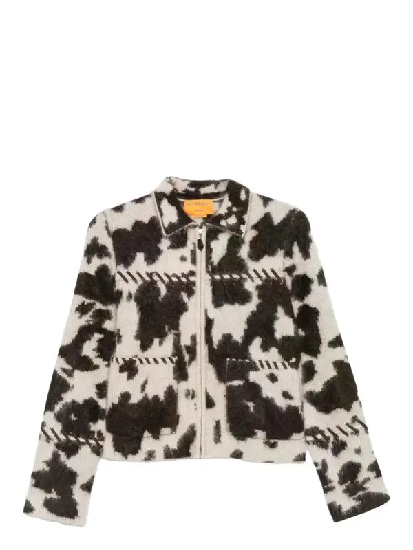 Guest In Residence Cow-print Whipstitch-trim Jacket - Neutrals