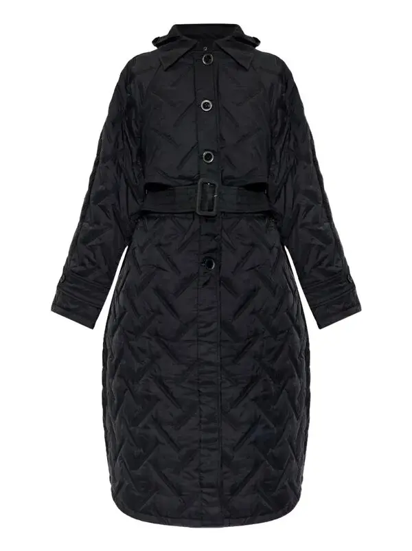 Emporio Armani Quilted Belted Coat - Black