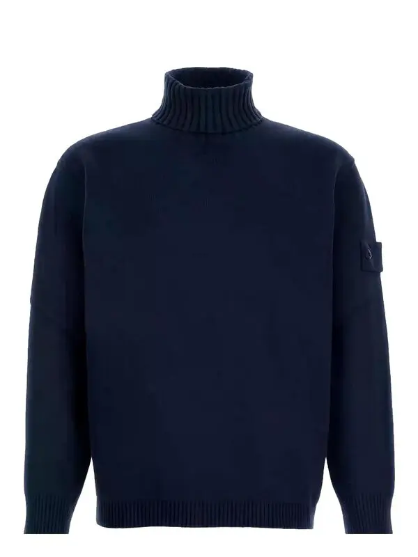 Stone Island Logo-patch Roll-neck Sweater - Blue
