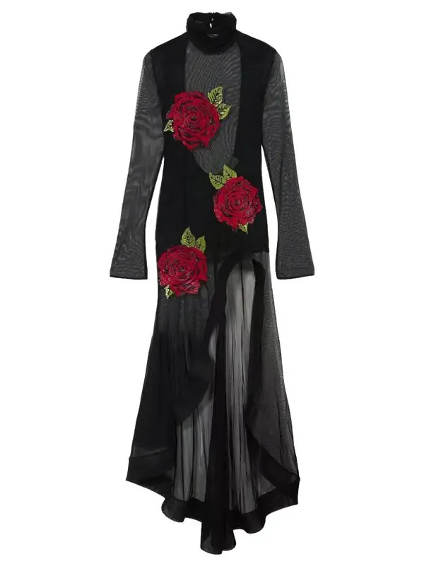 Blumarine Sequin-embroidered Maxi Dress - Black