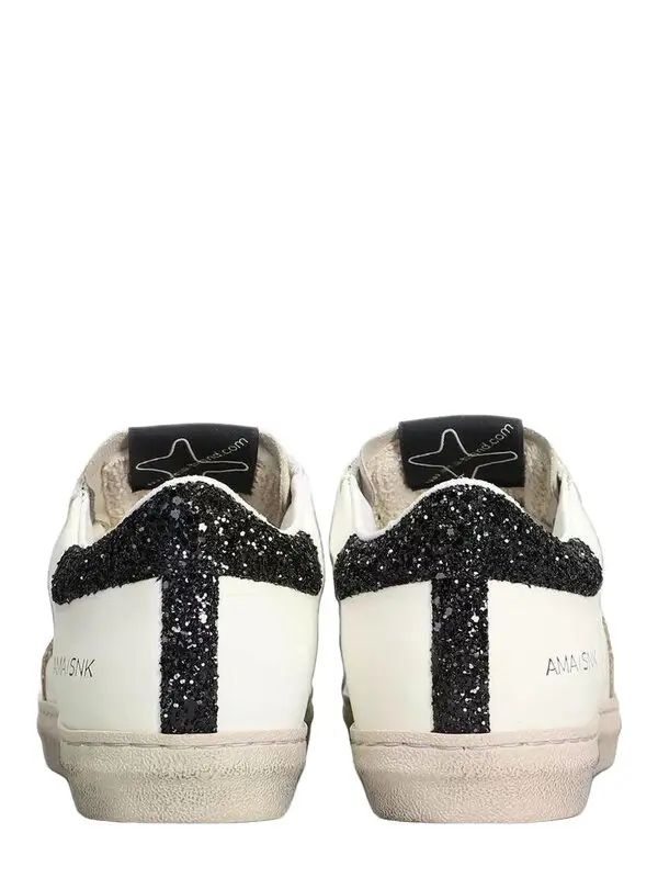 AMA-BRAND Glitter-embellished Star-patch Sneakers - White