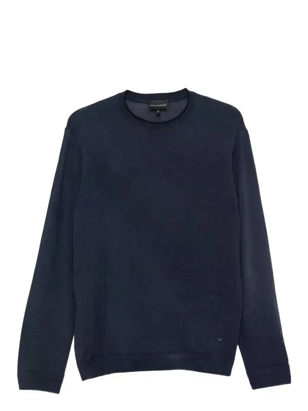 Emporio Armani Logo-patch Wool Sweater - Blue