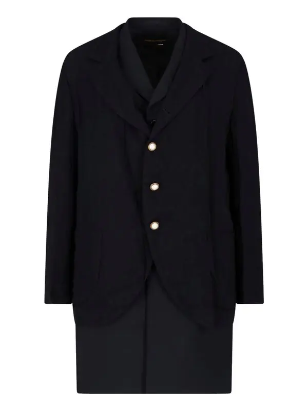 Comme Des Garçons Wool Layered Coat - Black