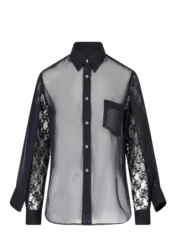 Comme Des Garçons Sheer Lace Shirt - Black