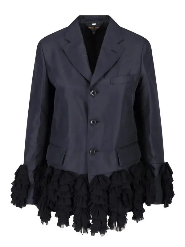 Comme Des Garçons Single-breasted Blazer With Ruffles - Gray