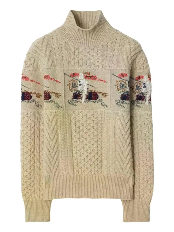 Burberry Ekd Aran-knit Sweater - Neutrals