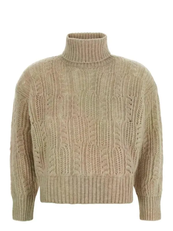 Agnona Openwork Turtleneck Sweater - Neutrals