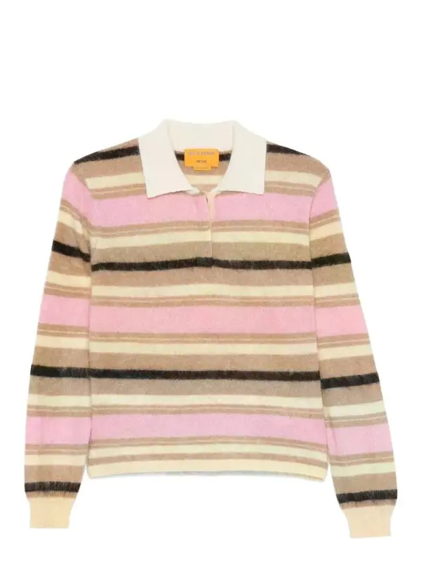 Guest In Residence Grizzly Striped Polo-collar Sweater - Neutrals
