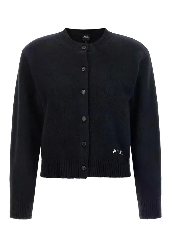 A.p.c. Short Embroidered Wool Cardigan - Blue