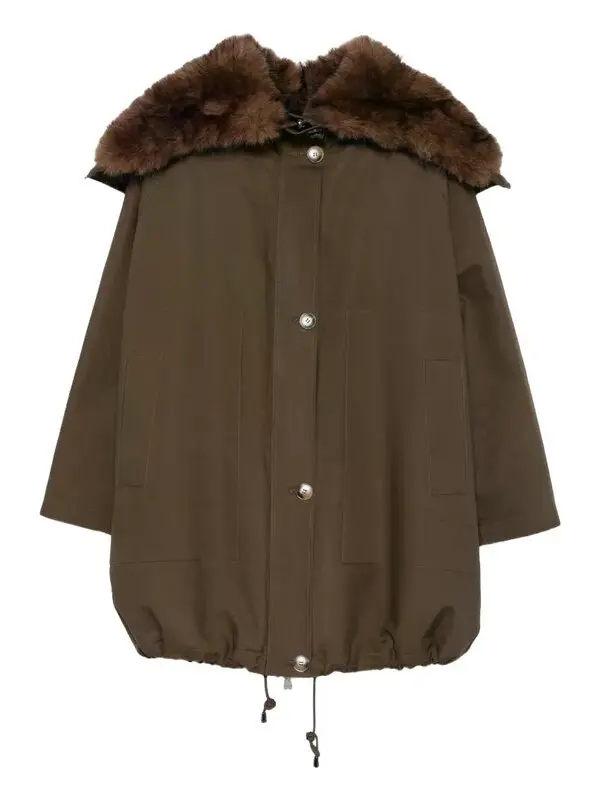 VALENTINI 1972 Faux-fur-trim Hooded Coat - Green