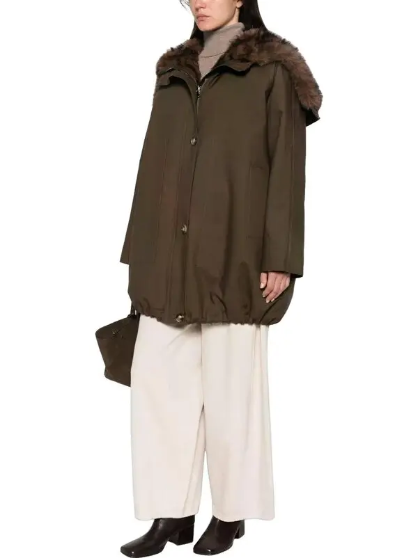 VALENTINI 1972 Faux-fur-trim Hooded Coat - Green