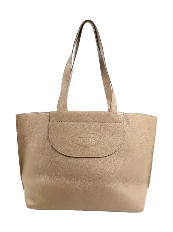 TOD'S Logo-debossed Leather Tote Bag - Neutrals
