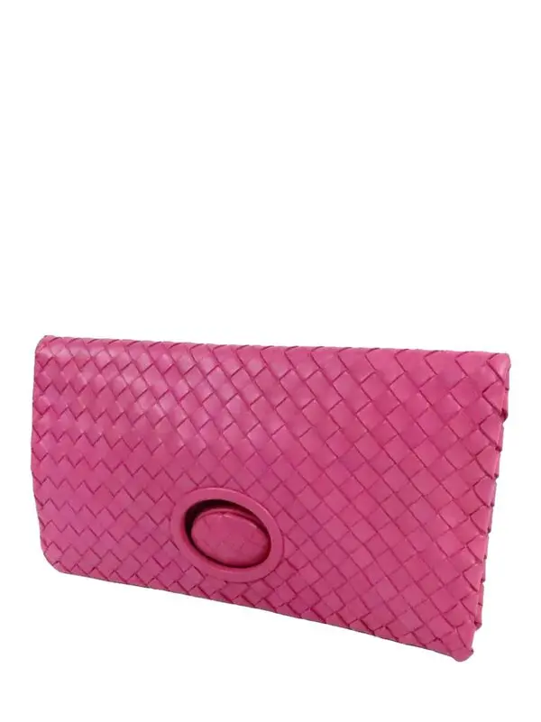 Bottega Veneta Intrecciato Leather Clutch Bag - Pink