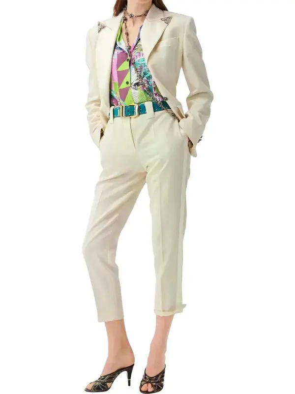Versace Stretch Wool Trousers - Neutrals