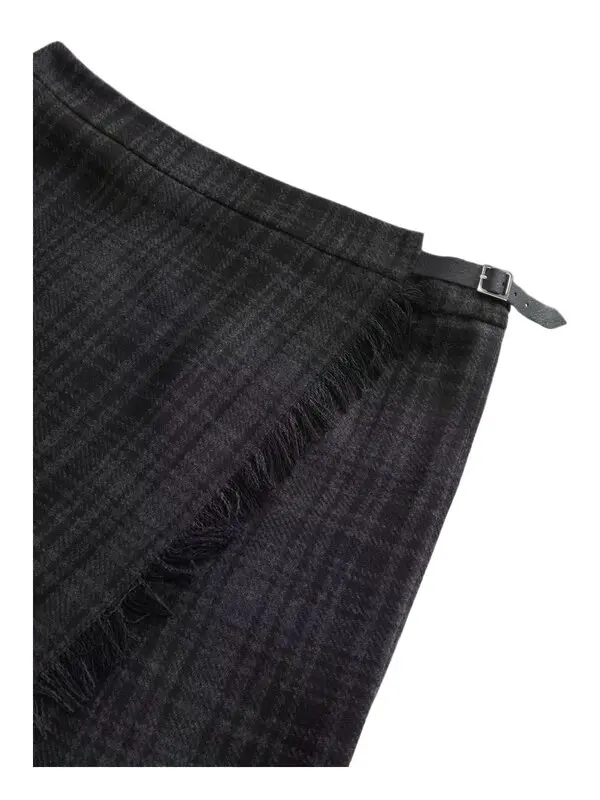 Woolrich Checked Frayed-edge Midi Skirt - Grey