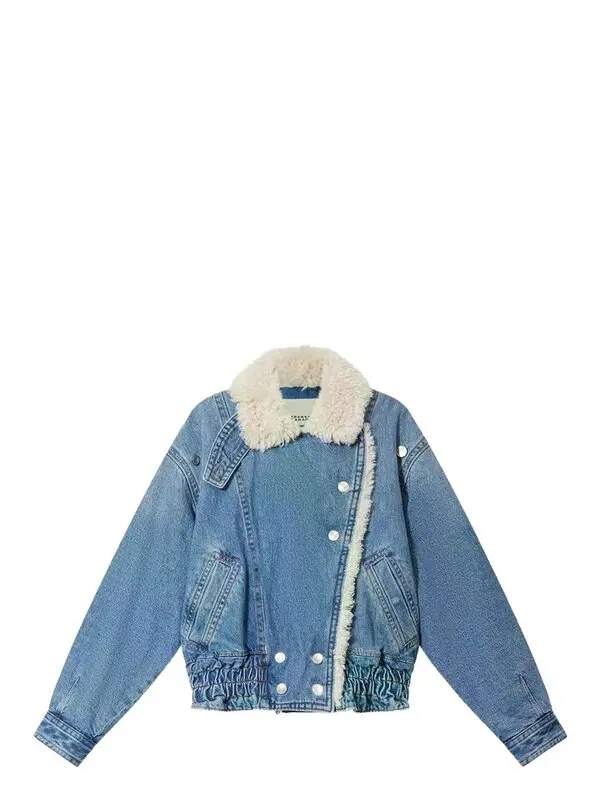 Isabel Marant Étoile Valineo Denim Jacket With Curly Faux-fur Collar - Blue