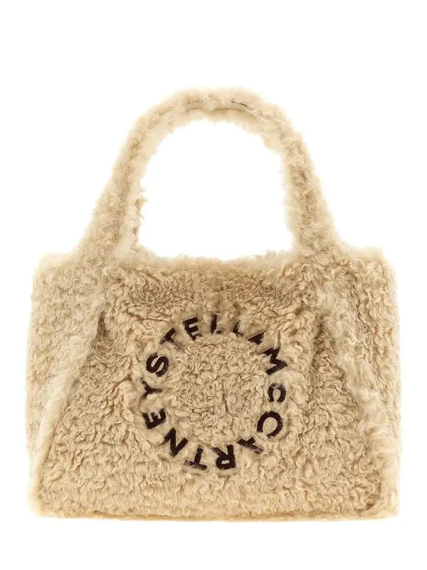 Stella McCartney Shearling Logo Shopping Bag - Beige