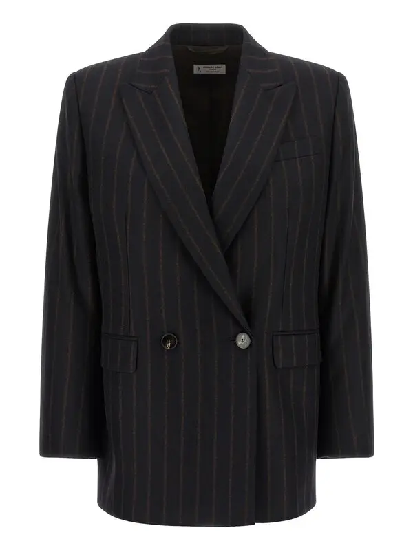 Alberto Biani Pinstripe Flannel Blazer - Blue