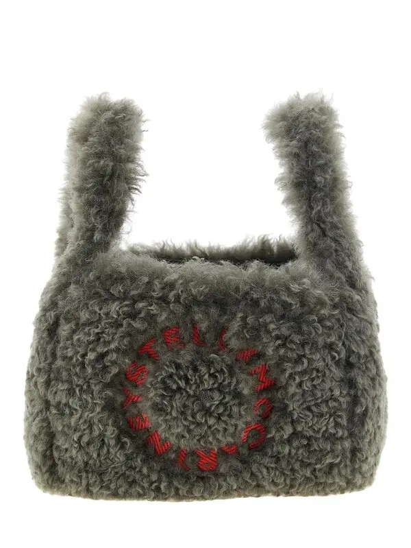 Stella McCartney Shearling Logo Shoulder Bag - Gray