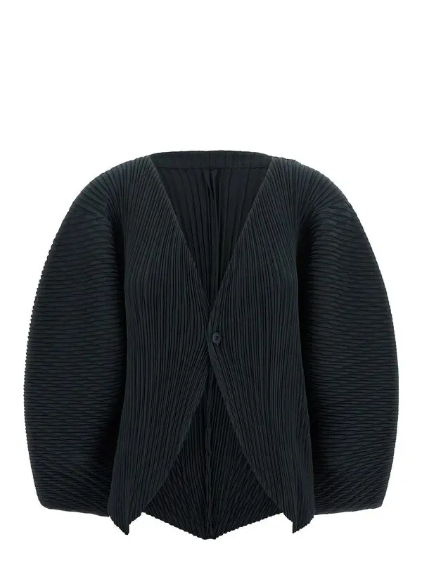 Issey Miyake Leaf Pleats' Cardigan - Black