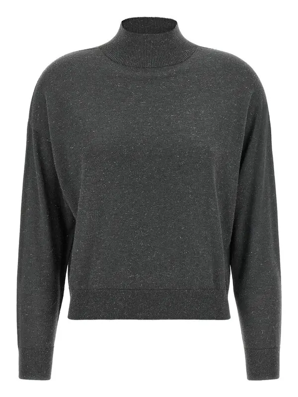 Peserico Lamé Thread Turtleneck Sweater - Gray