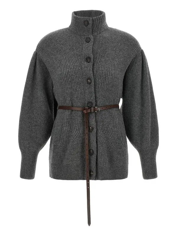 Brunello Cucinelli Belted Cardigan - Gray