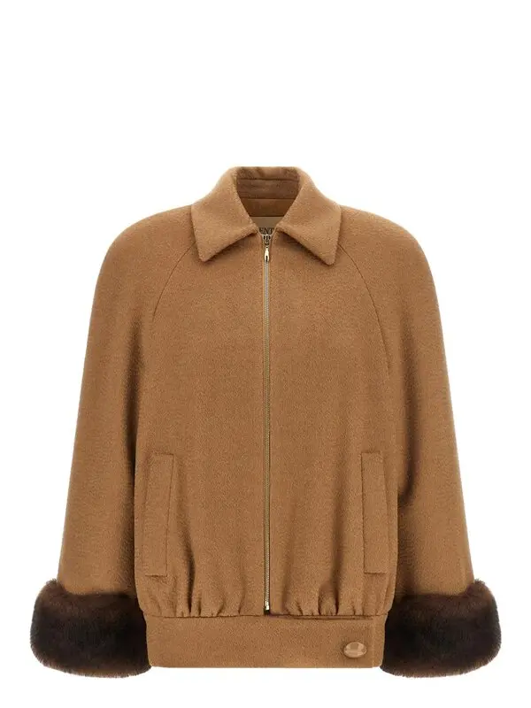 Valentino Garavani Fur Insert Caban - Brown