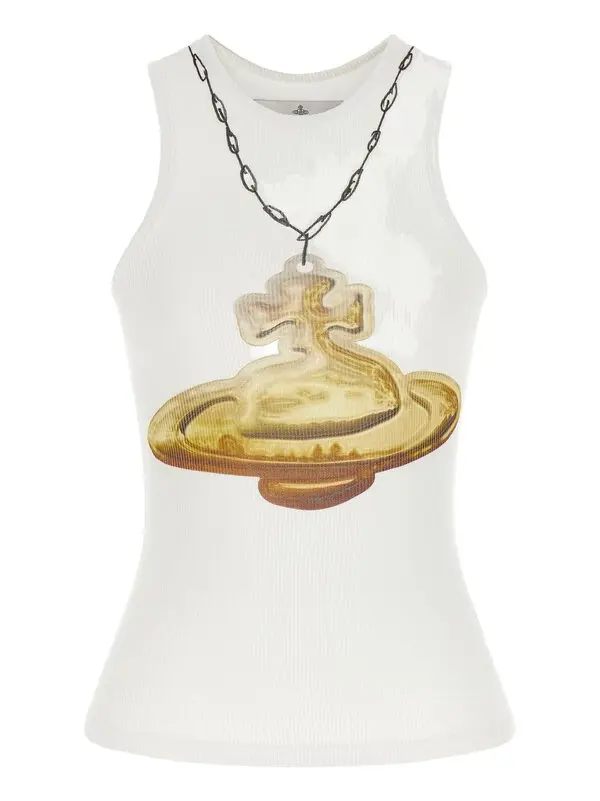 VIVIENNE WESTWOOD Gold Orb 90's' Tank Top - White