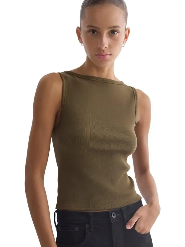 Everlane Effortless Rib Boatneck Tank Top - Beech
