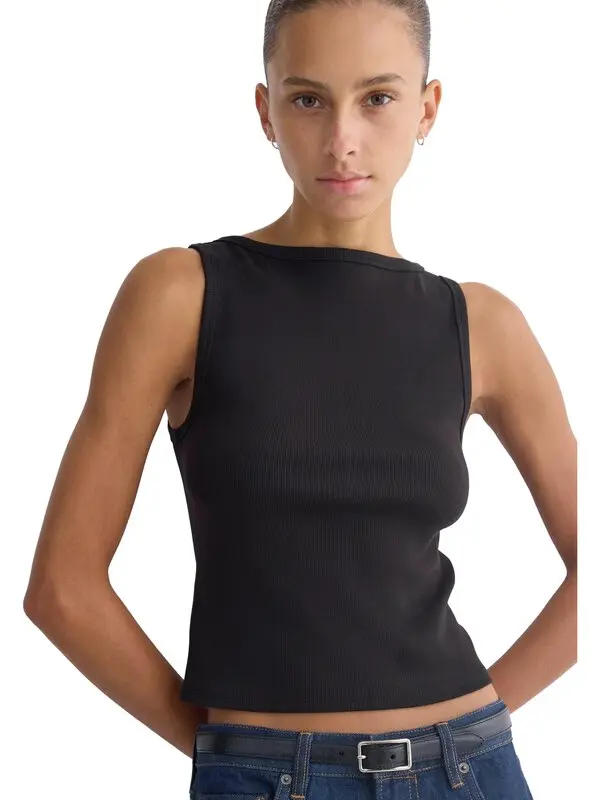 Everlane Effortless Rib Boatneck Tank Top - Black