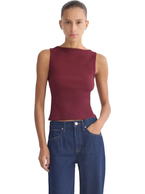 Everlane Effortless Rib Boatneck Tank Top - Cabernet