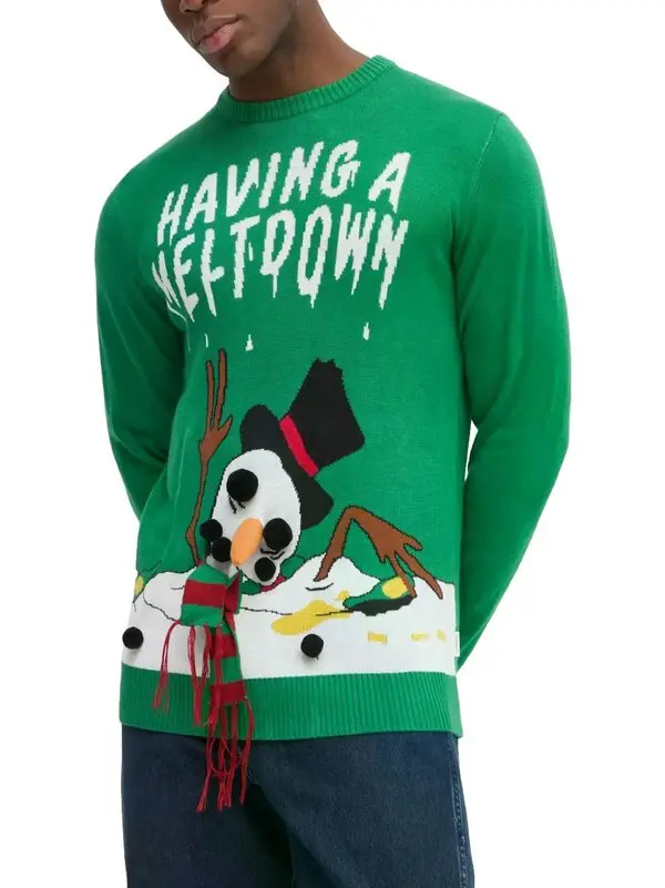 Lindbergh Snowman-motif Sweater - Green