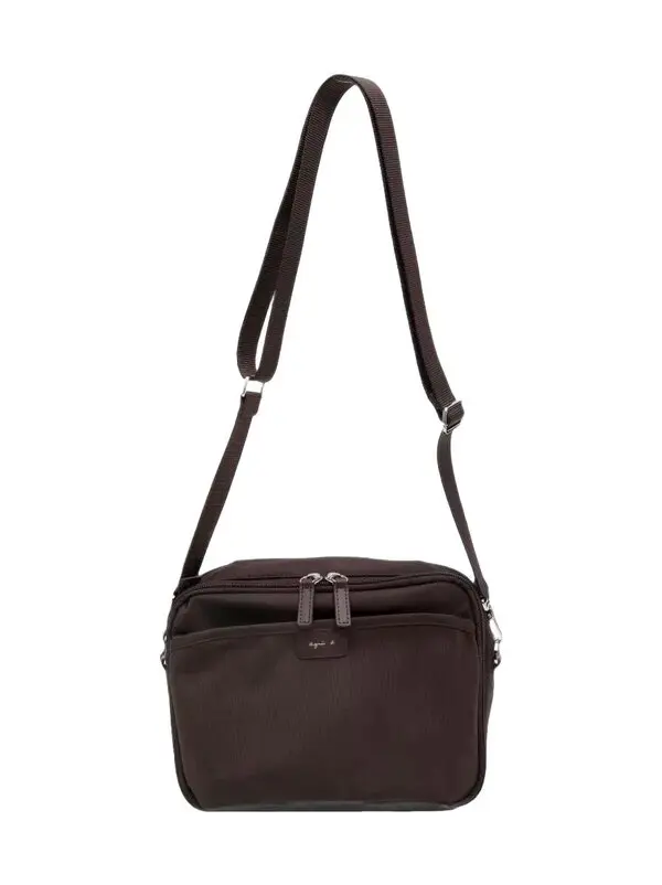 AGNES B. Logo Patched Shoulder Bag - Brown