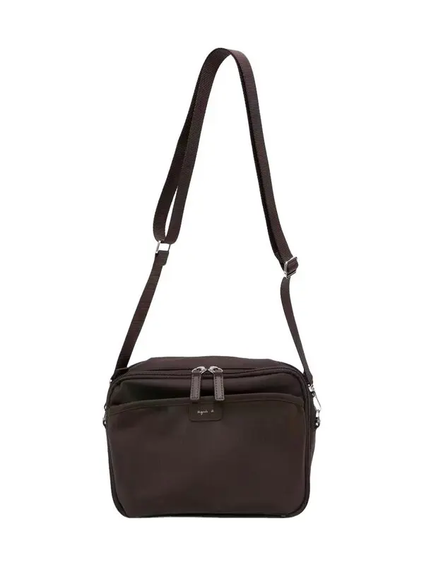 AGNES B. Logo Patched Shoulder Bag - Brown