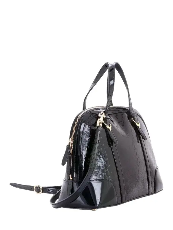Gucci Nice Top Handle Bag Microguccissima Patent Small Satchel - Black