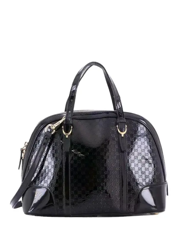 Gucci Nice Top Handle Bag Microguccissima Patent Small Satchel - Black