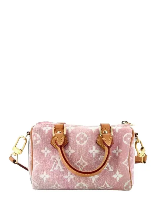 LOUIS VUITTON Speedy Bandouliere Nm Bag Monogram Jacquard Denim Nano Crossbody Bag - Pink
