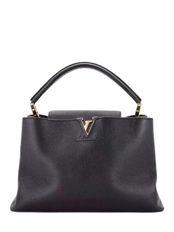 LOUIS VUITTON Capucines Bag Leather Mm Satchel - Black