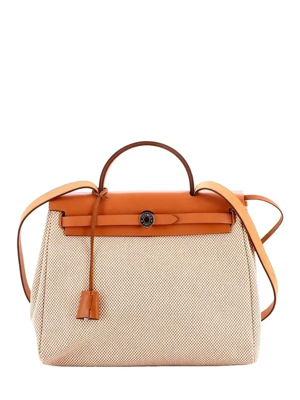 Hermès 31 Herbag Zip Criss Viking Toile And Leather - Brown